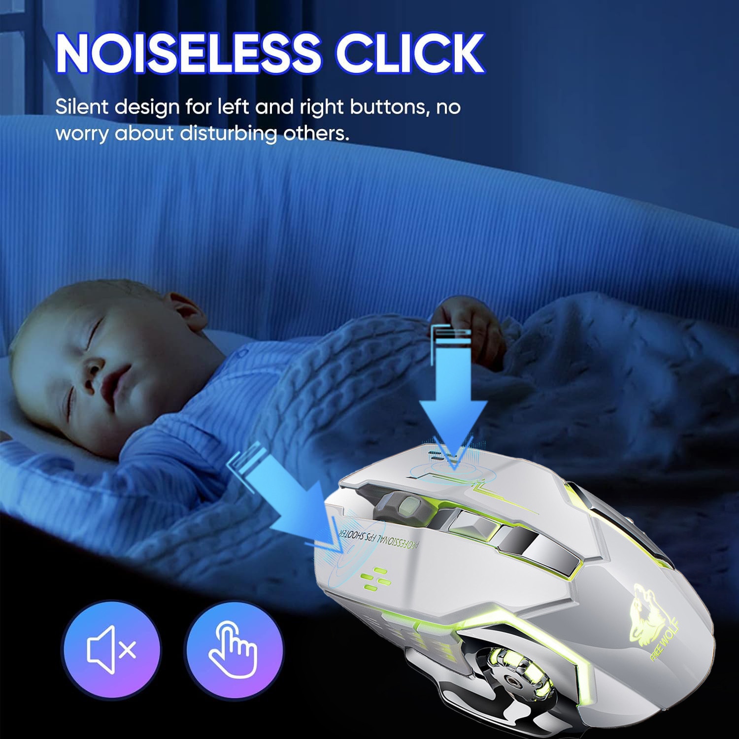 Mouse gaming, Excitat®, Receptor USB, 7 culori cu LED-uri, Mouse ...