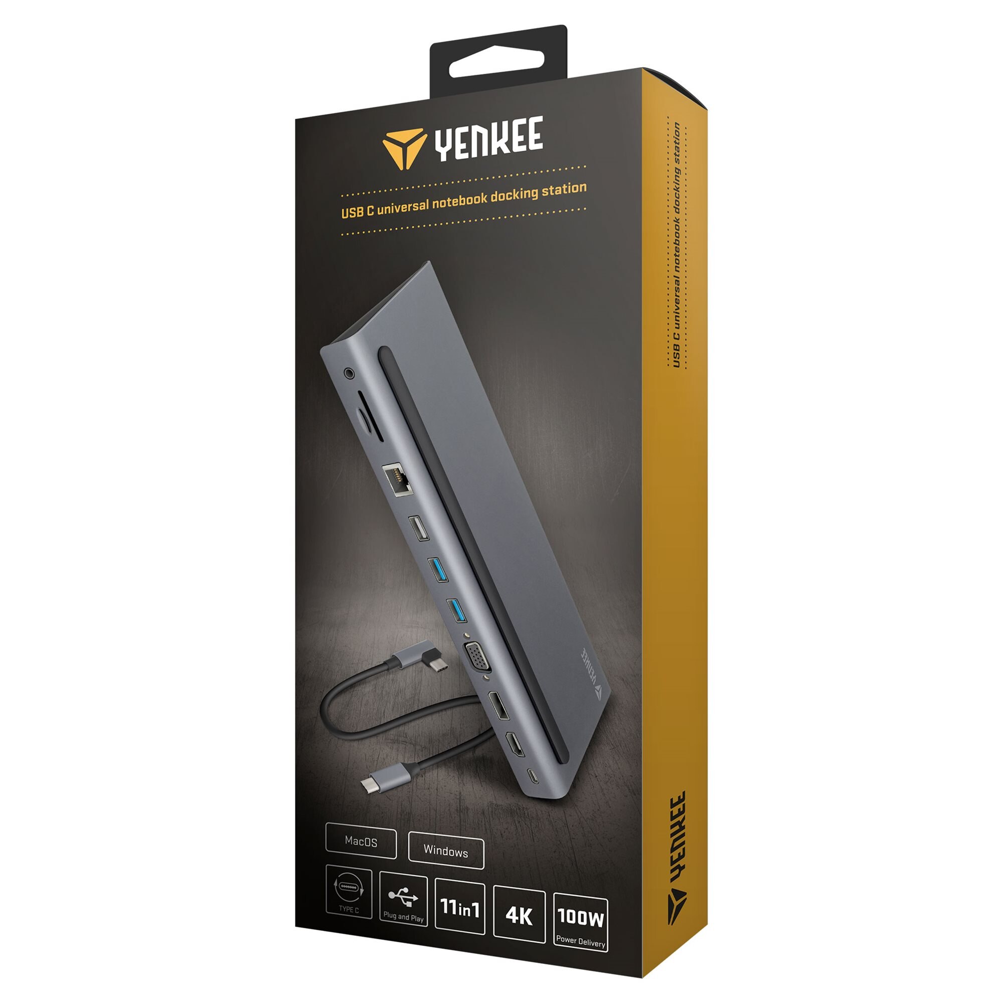Docking station, YENKEE YTC 1101, USB C, Negru - eMAG.ro
