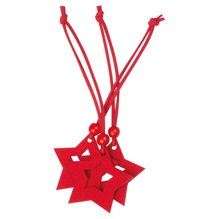 Set de 3 decoratiuni in forma de steluta, rosie - eMAG.ro