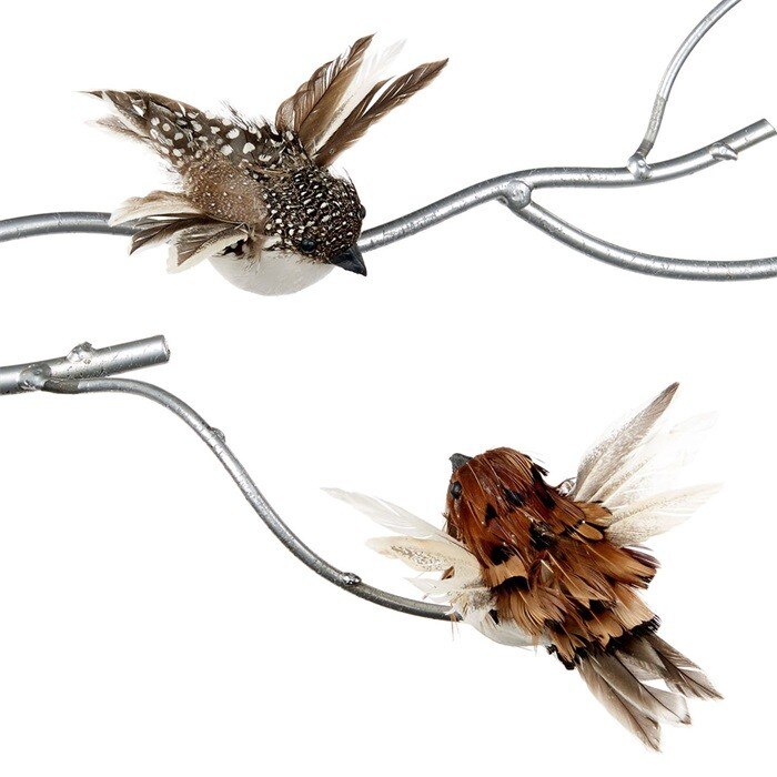 Set 2 ornamente brad pasare maro, 11 cm - eMAG.ro