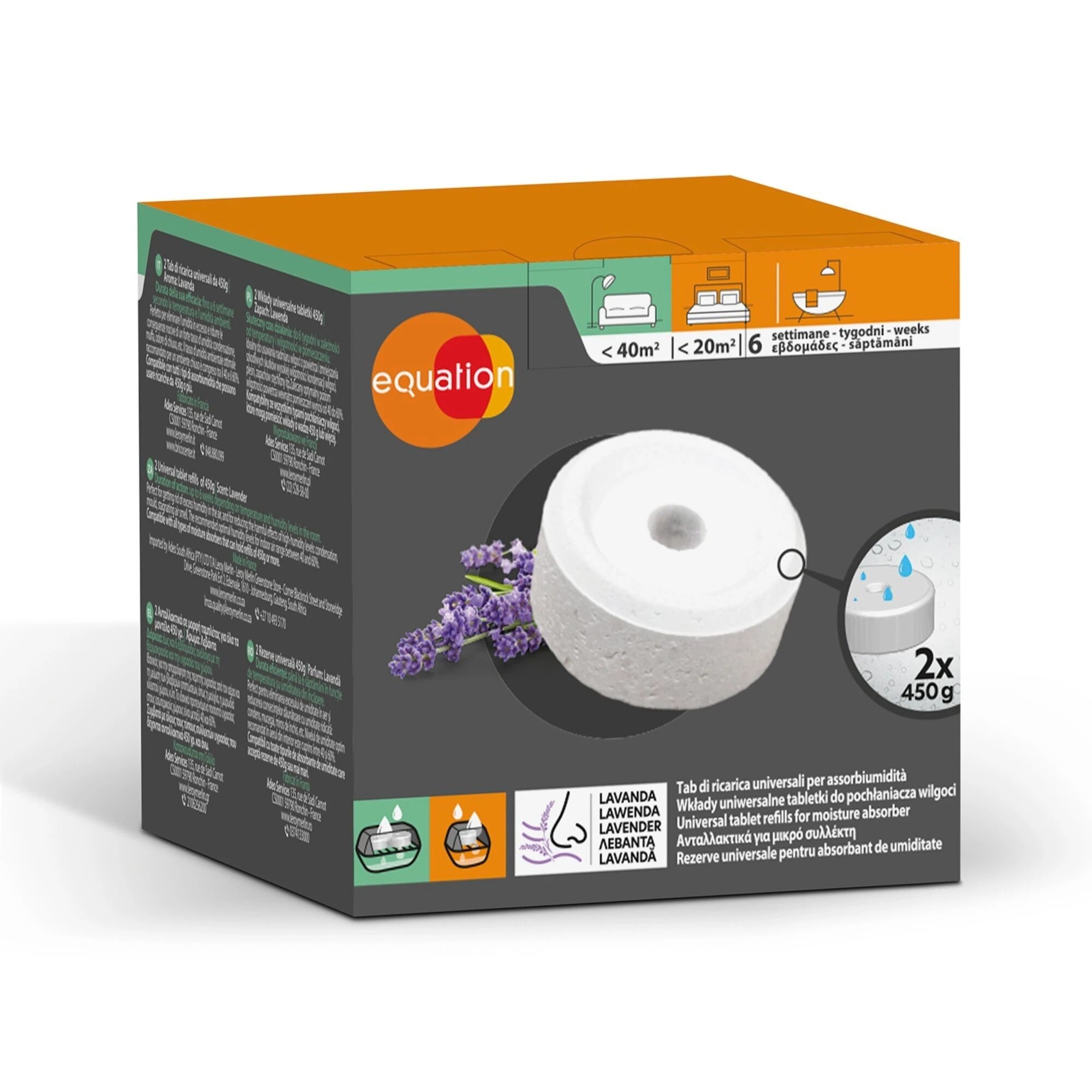 Set 2 rezerve absorbant umiditate, parfum lavanda, 450 g Lavanda - eMAG.ro