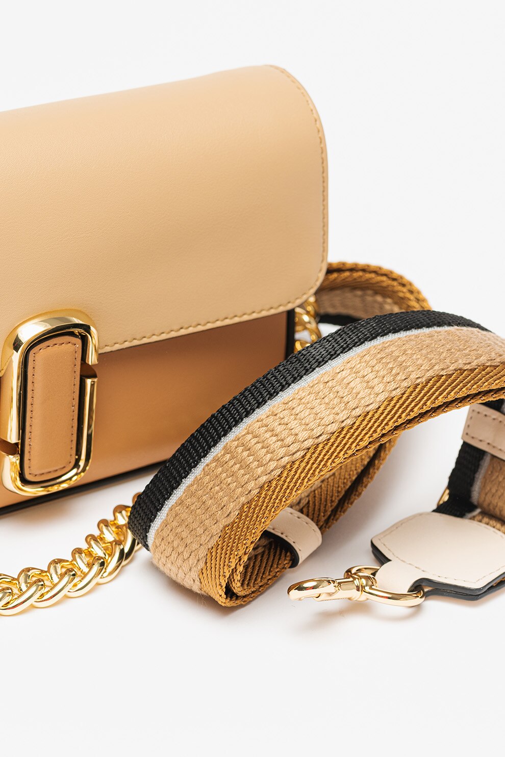 Marc Jacobs, Geanta crossbody de piele fina cu clapa, Alb, Bej - eMAG.ro