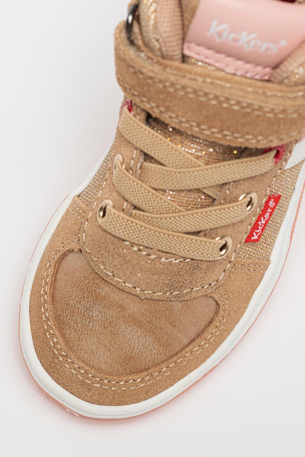 Kickers kids, Спортни обувки Kickalien с бляскав ефект, Бял, Златист ...