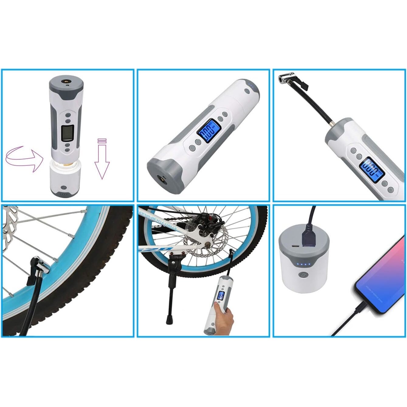 Pompa de aer electrica, compresor auto portabil, 4 moduri de lucru, cu ...