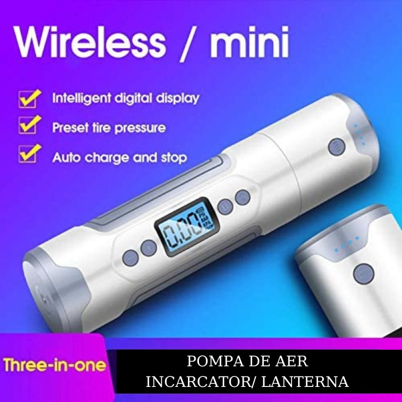 Pompa de aer electrica, compresor auto portabil, 4 moduri de lucru, cu ...