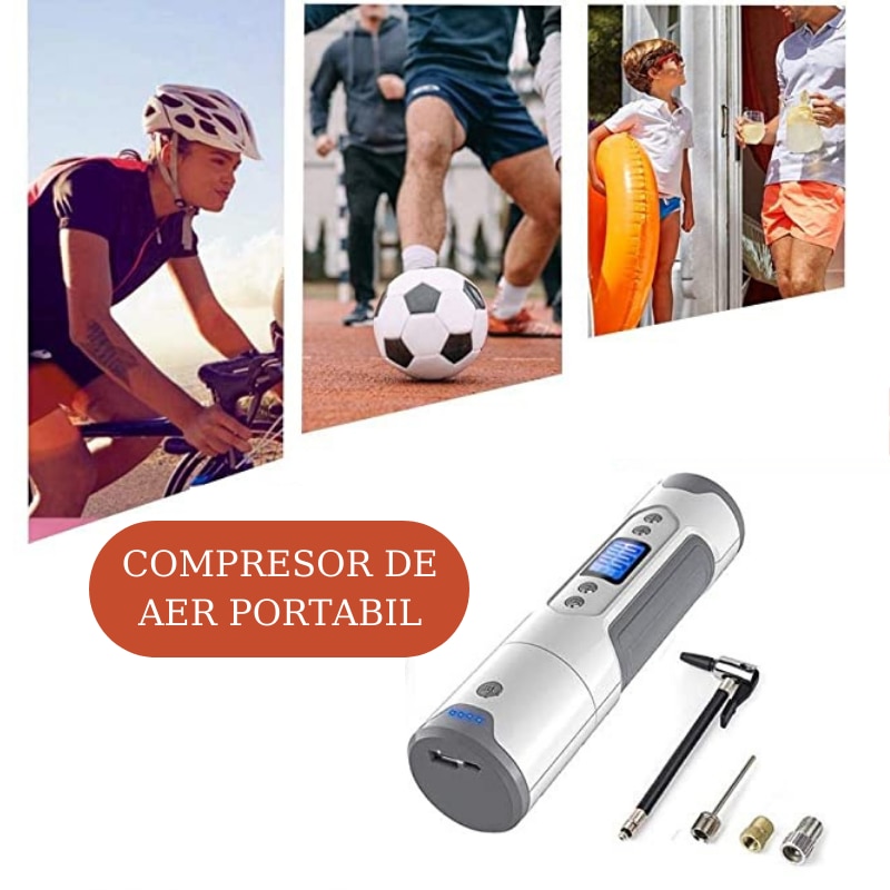 Pompa de aer electrica, compresor auto portabil, 4 moduri de lucru, cu ...