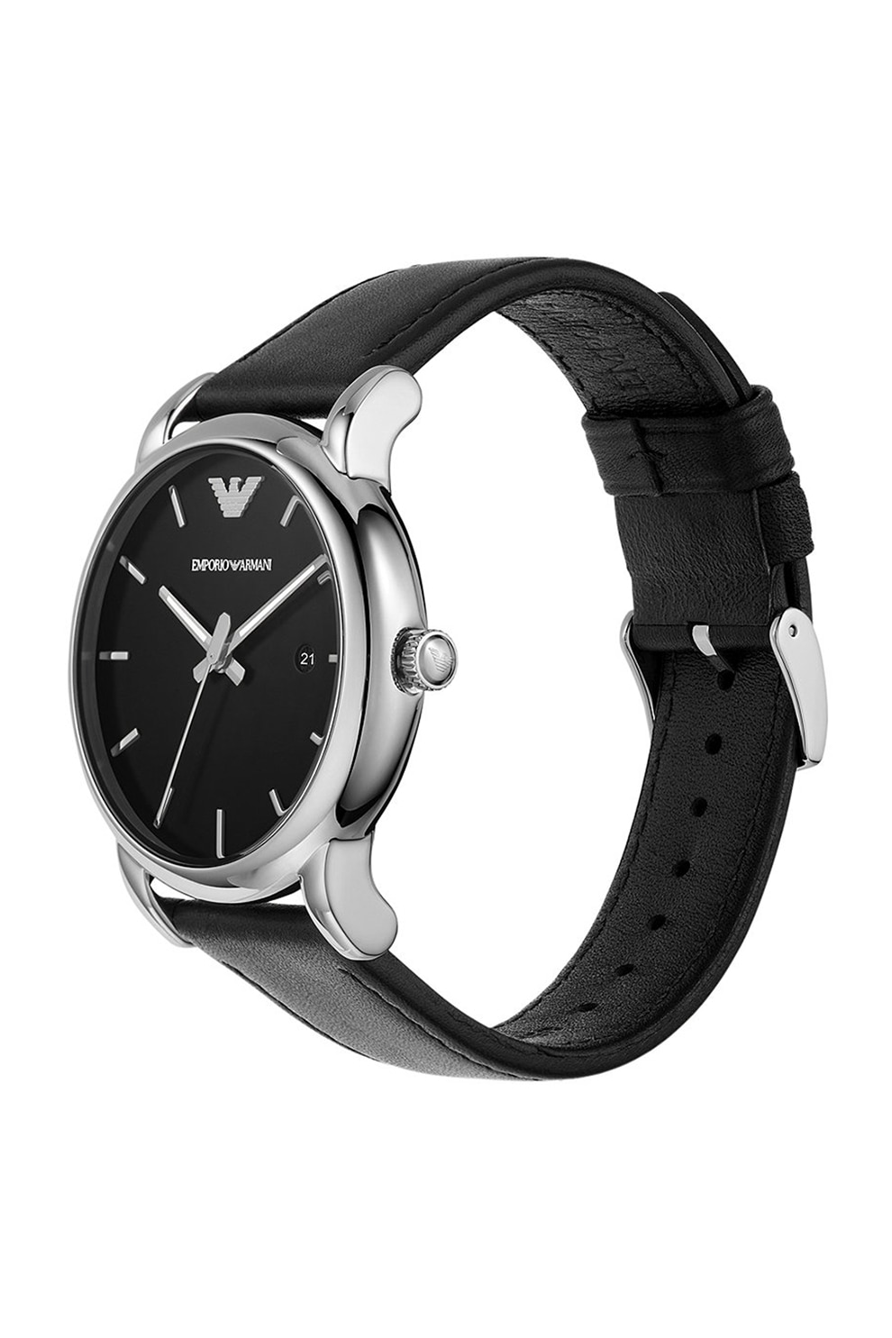 Emporio Armani, Set de ceas analog si bratara din piele, Negru - eMAG.ro