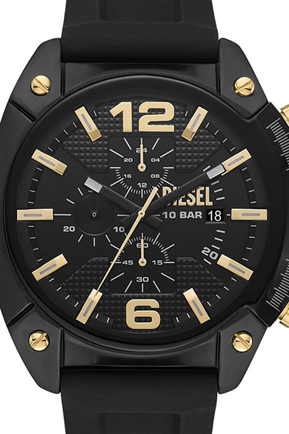 Diesel, Часовник със силиконова каишка и хронограф, Черен - eMAG.bg