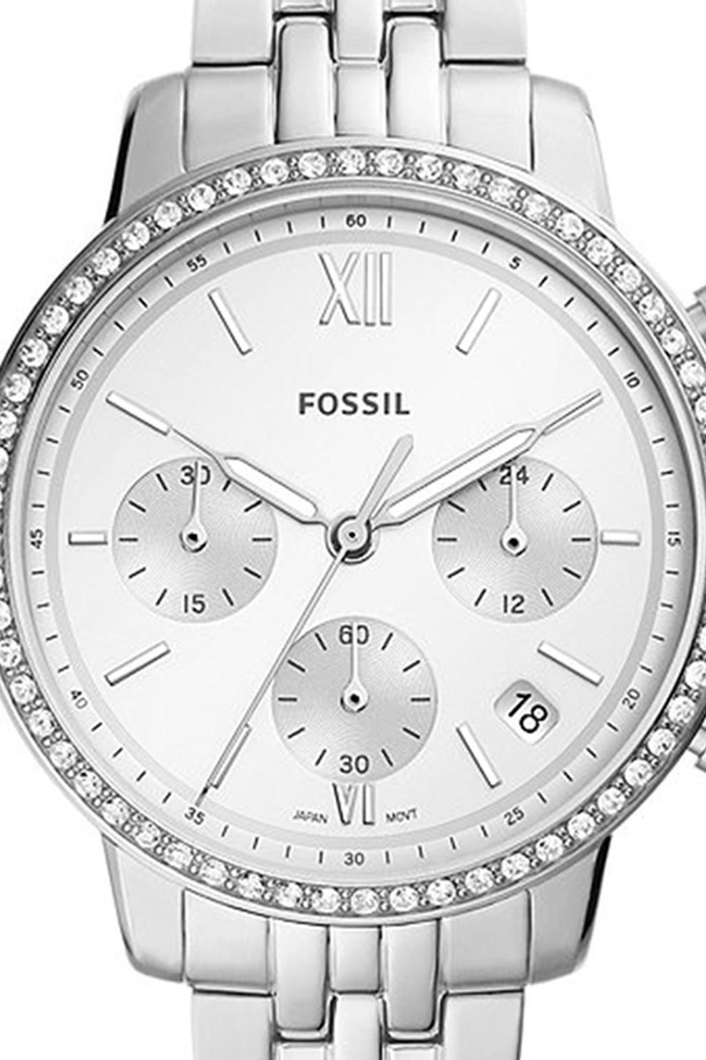Fossil, Ceas cronograf de otel inoxidabil cu cristale, Argintiu - eMAG.ro