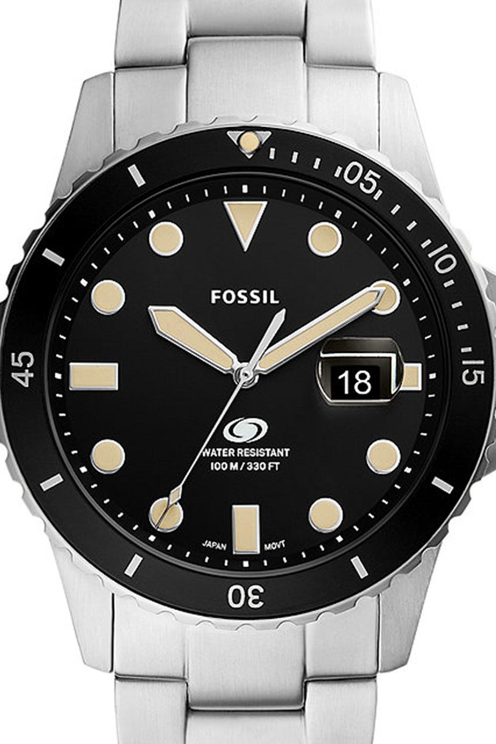 Fossil, Часовник от неръждаема стомана с лого на циферблата, Сребрист ...