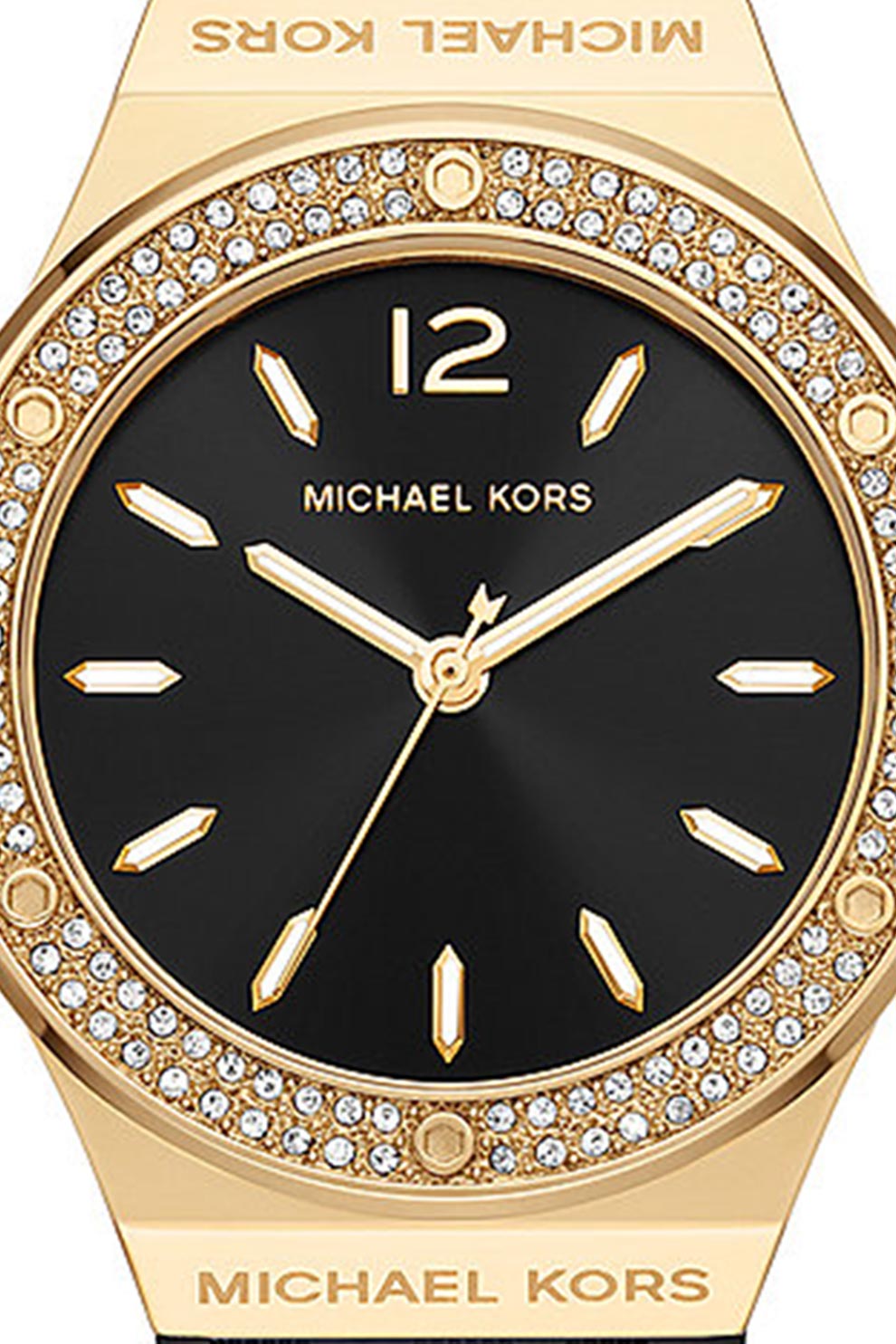 Michael Kors, Часовник с три стрелки и кристали, Черен - eMAG.bg