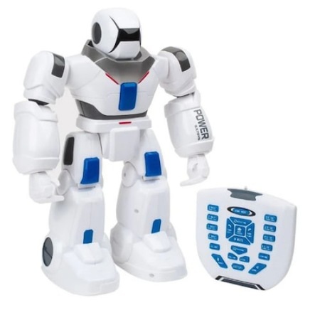 Jucarie robot cu telecomanda, alb-albastru, danseaza, canta si spune ...