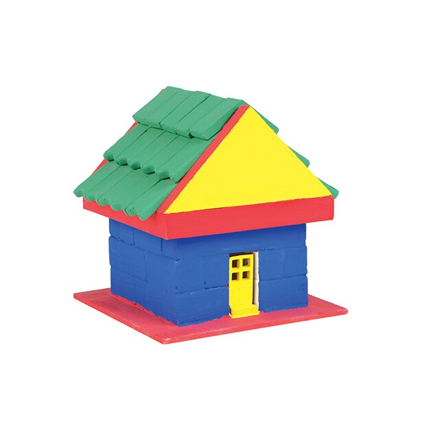 Set de constructie Bildits Beginner, case din lemn, caramizi si ciment ...