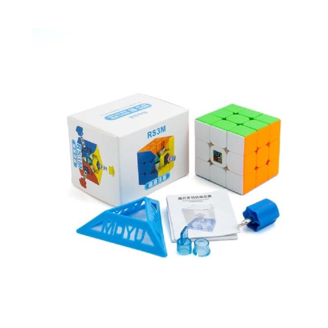 Cub Rubik Moyu RS3M 3X3X3, magnetic, fara autocolante, Alb - eMAG.ro