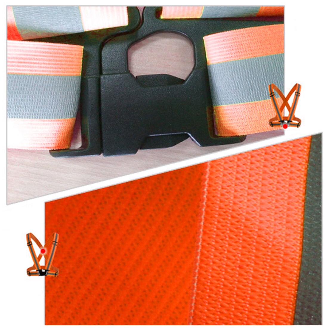 Ham reflectorizant reglabil, Portocaliu, material elastic, banda 4cm ...