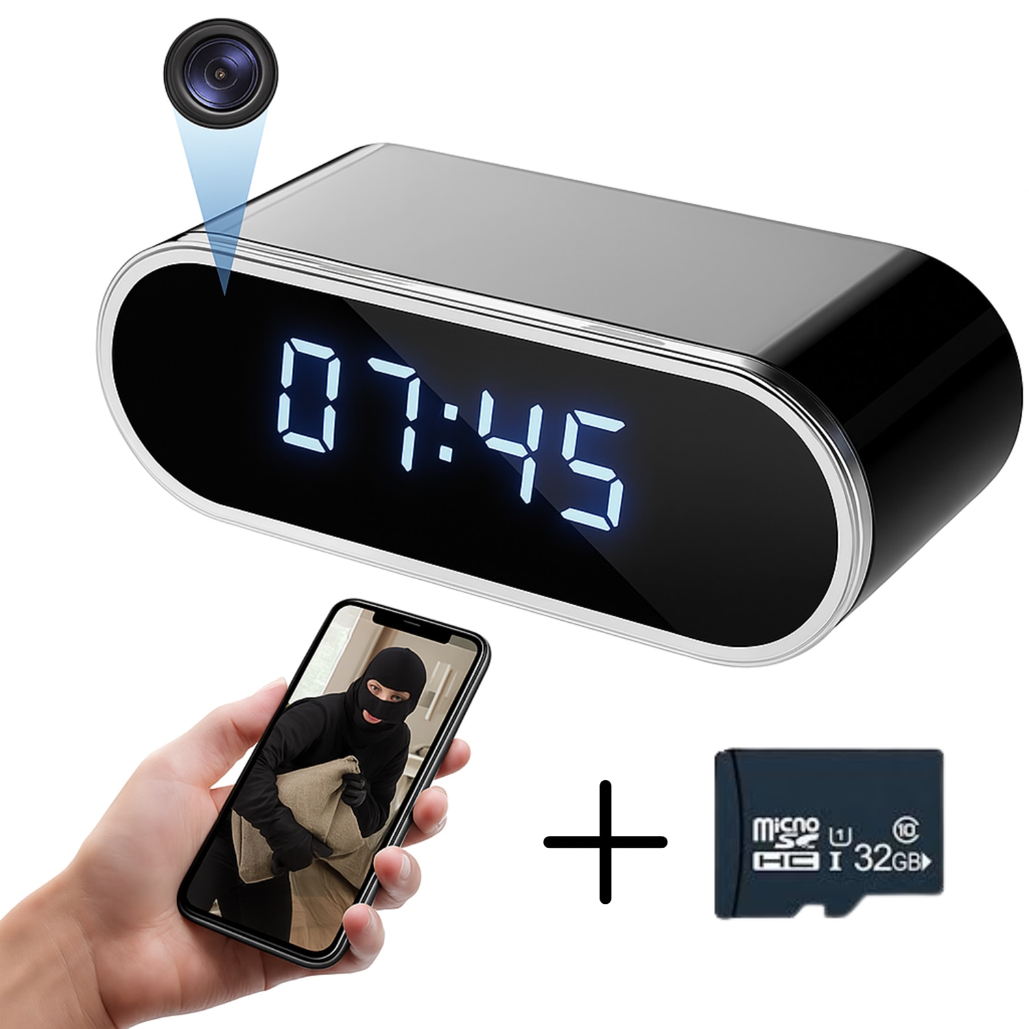 Mini camera Spy REVOSE™, WI-FI, IP, Ascunsa in Ceas Desteptator ...