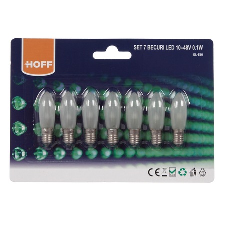 Set 7 becuri led Hoff mini, E10, 0,1W, lumina calda, 10 - 48V - eMAG.ro