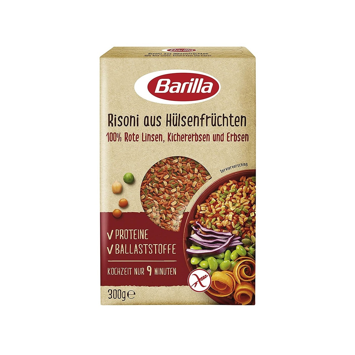 Orez din leguminoase, linte rosie, naut si mazare, 300 g, Risoni ...