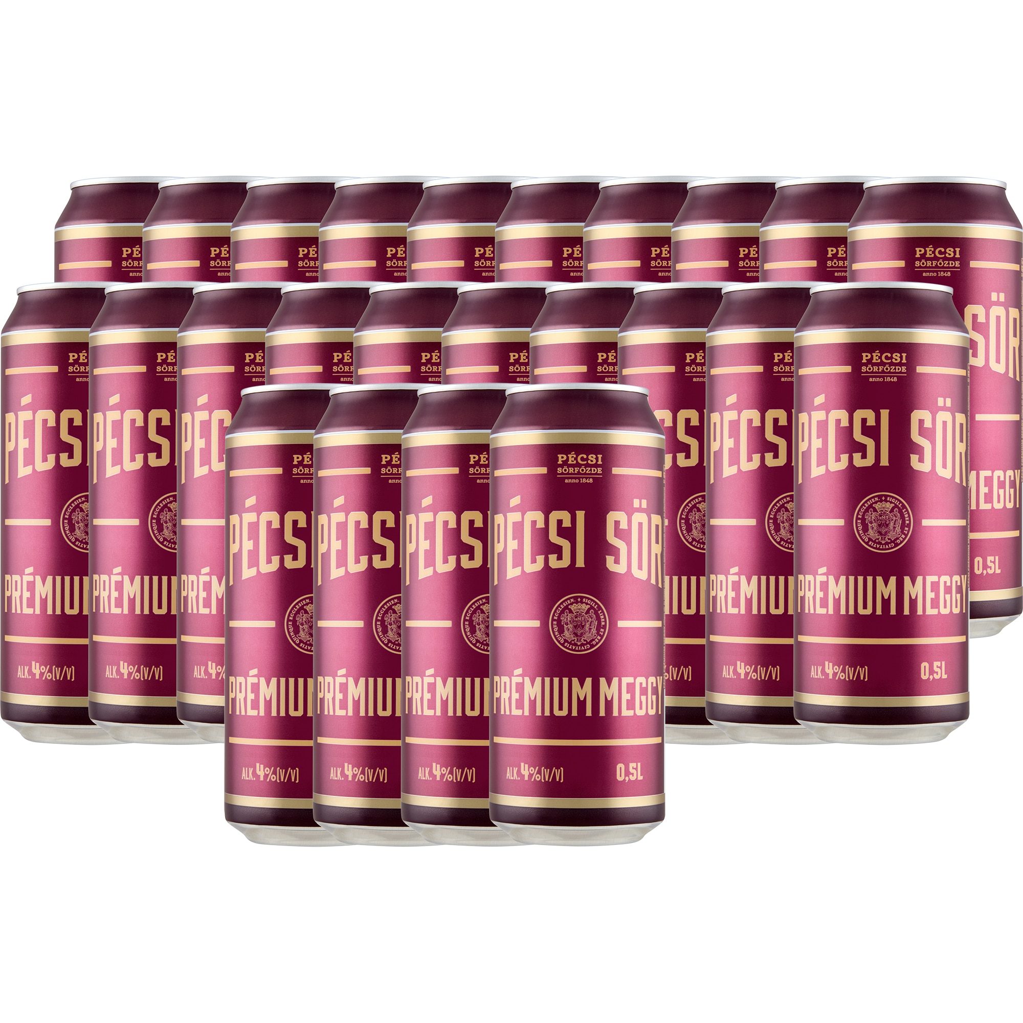 Pécsi Sör Prémium meggy világos sör 4%, 24x0,5 l - eMAG.hu