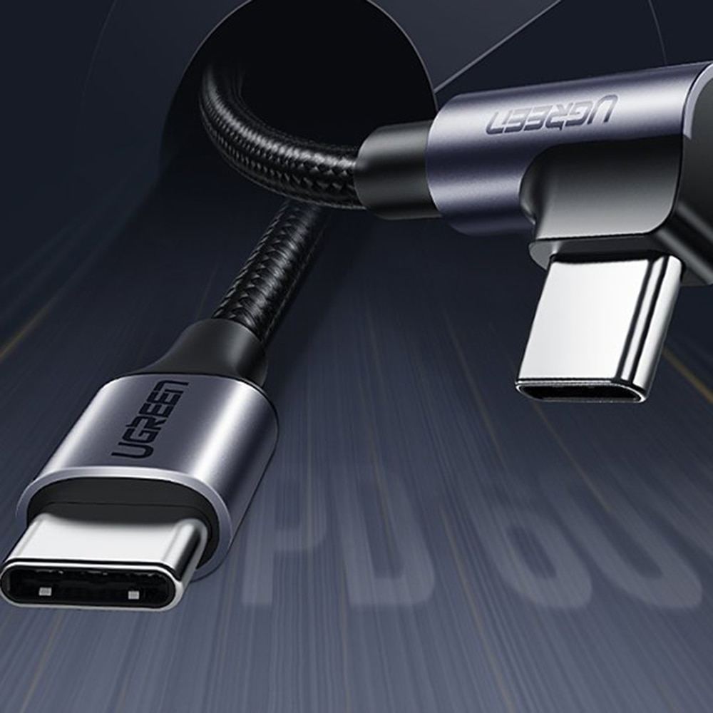 Cablu date Type-C to Angled Type-C, 60 W, 2.0 & PD & Aluminium Shell, 2 ...