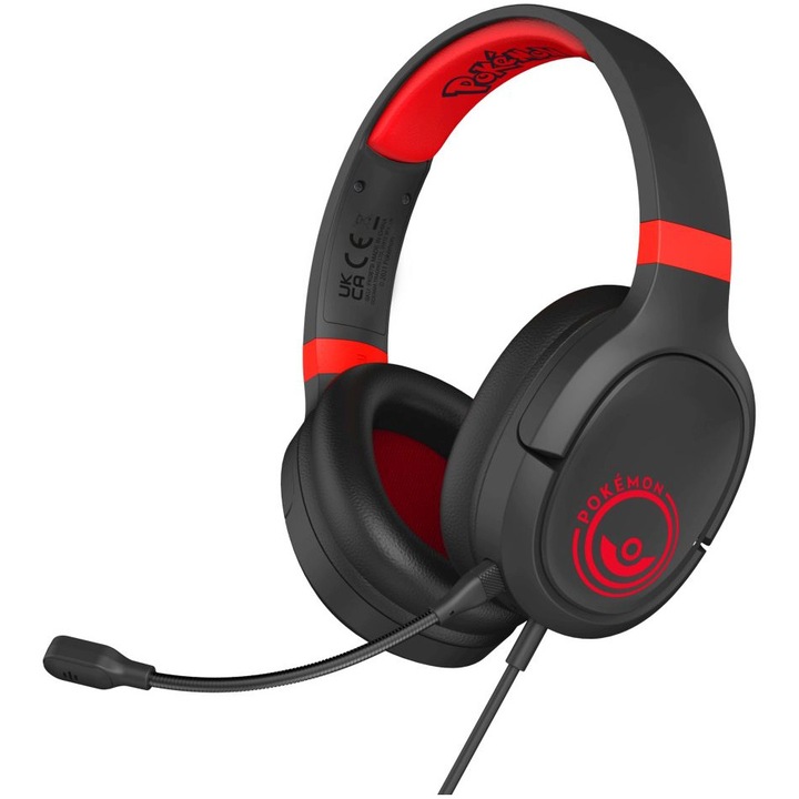 Casti Gaming Pro G1 OTL, Pokémon Poké Ball Black And Red - eMAG.ro