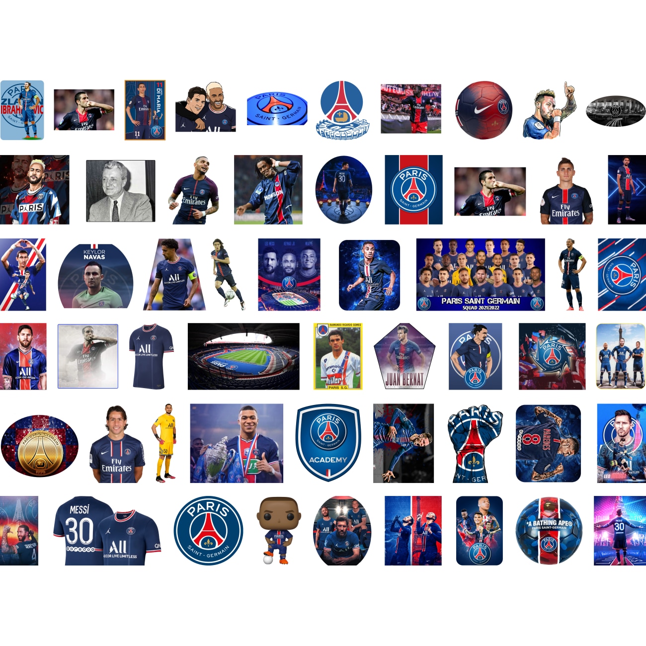 Set Stickere 54 bucati Waterproof Pvc, PSG Paris Saint Germain, 5 cm ...