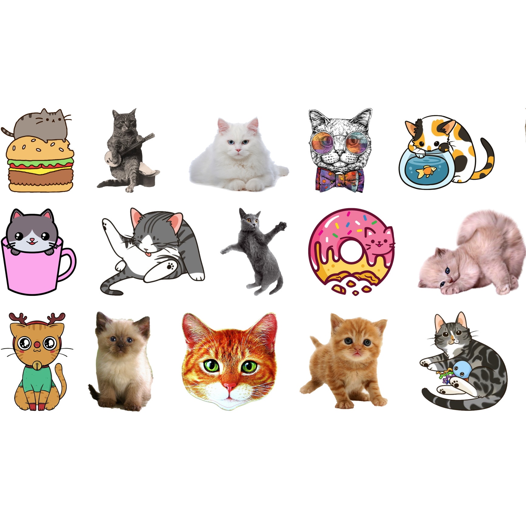 Set Stickere 25 bucati Waterproof Pvc, Pisici dragute, 5 cm - eMAG.ro