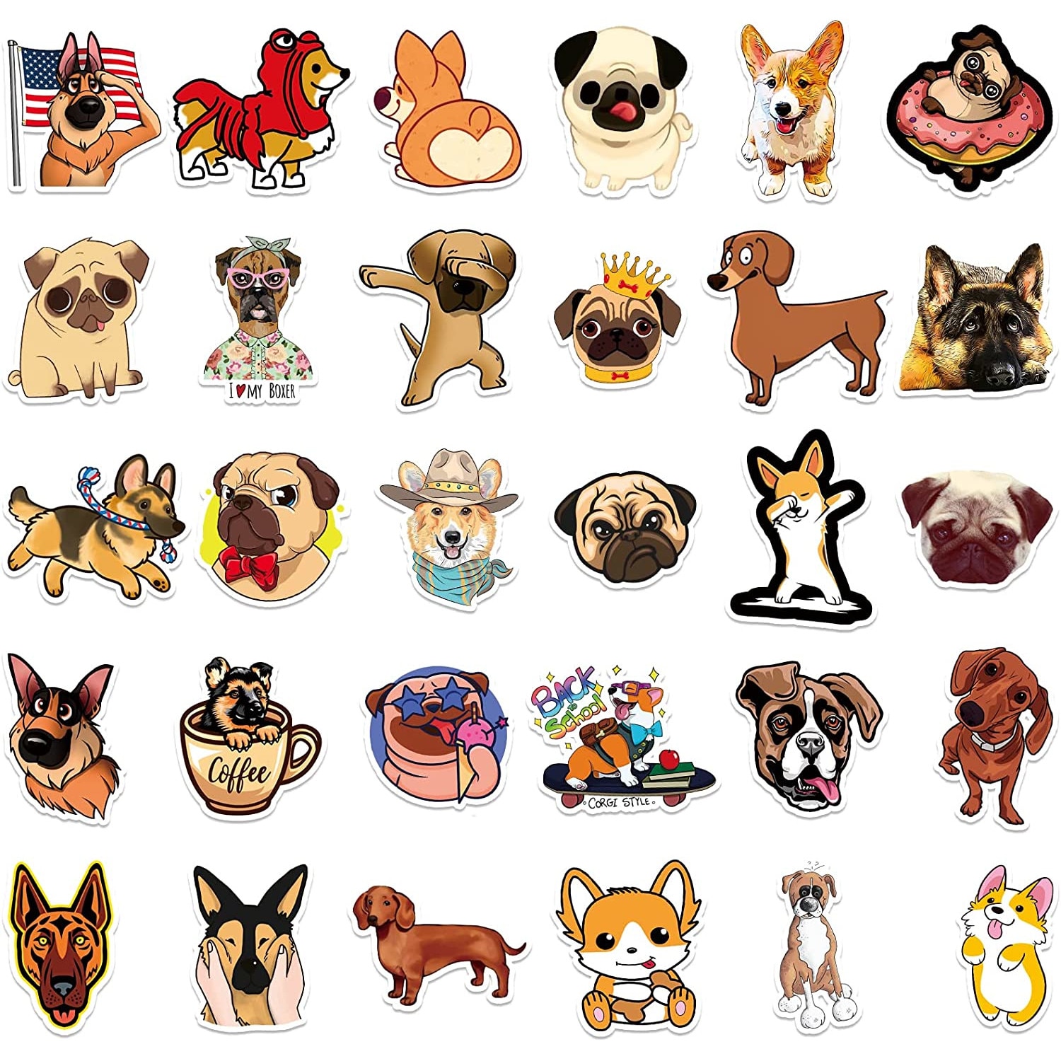 Set Stickere 60 bucati Waterproof Pvc, Caini - Cute Dogs, 5 cm - eMAG.ro