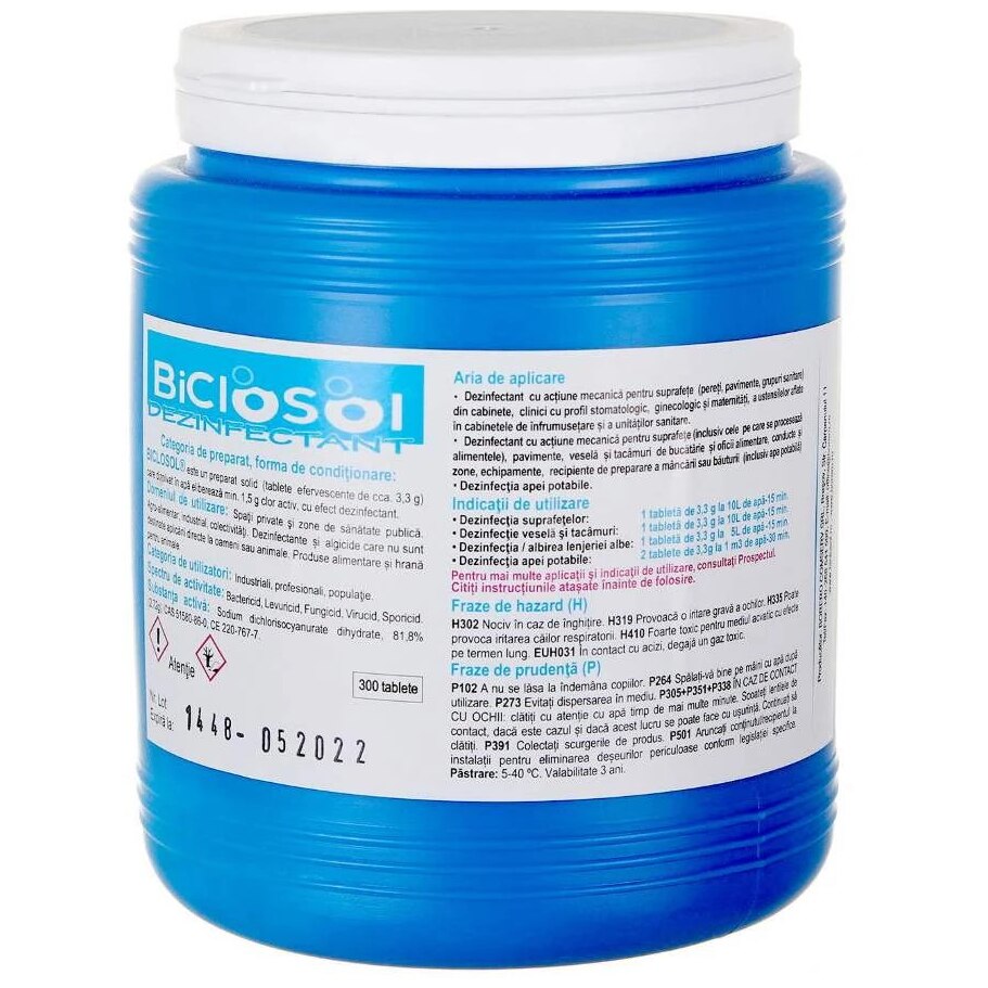 Dezinfectant Tip Cloramina Pentru Apa, Biclosol 300 Tablete - eMAG.ro