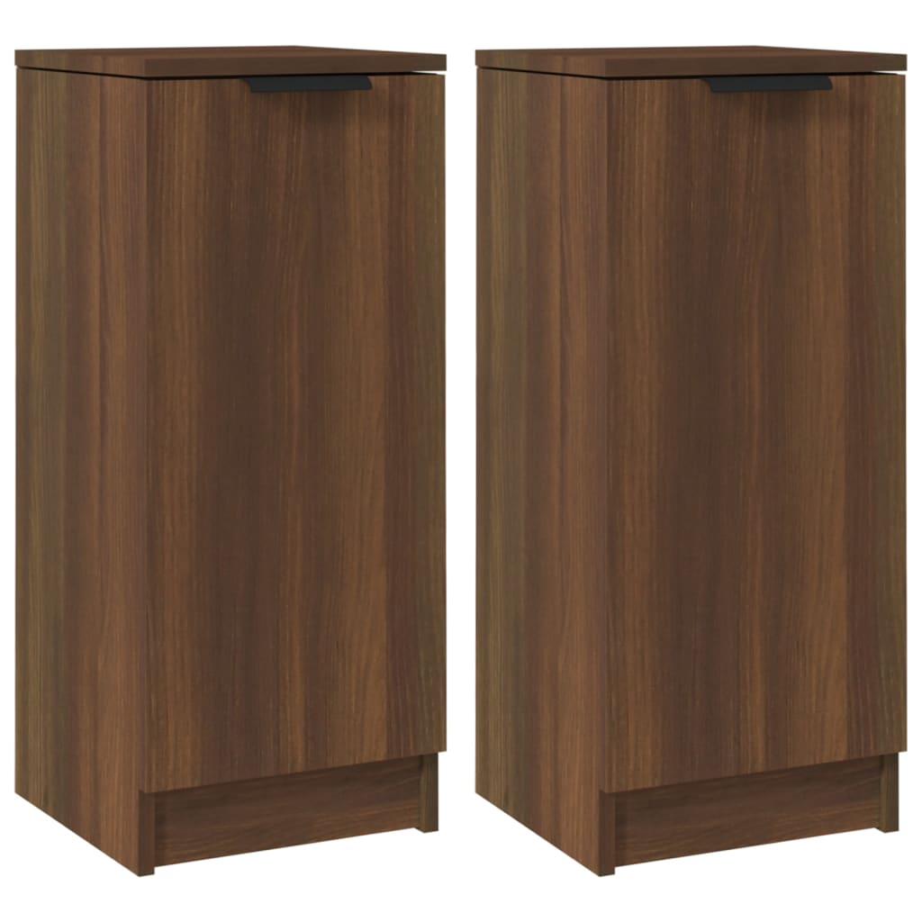 Set Servante vidaXL, 2 piese, stejar maro, 30x30x70 cm, lemn prelucrat ...