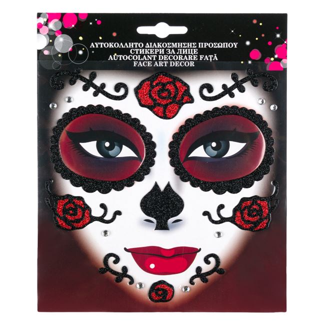 Masca autoadeziva pentru Halloween, Dias De Los Muertos, multicolor ...