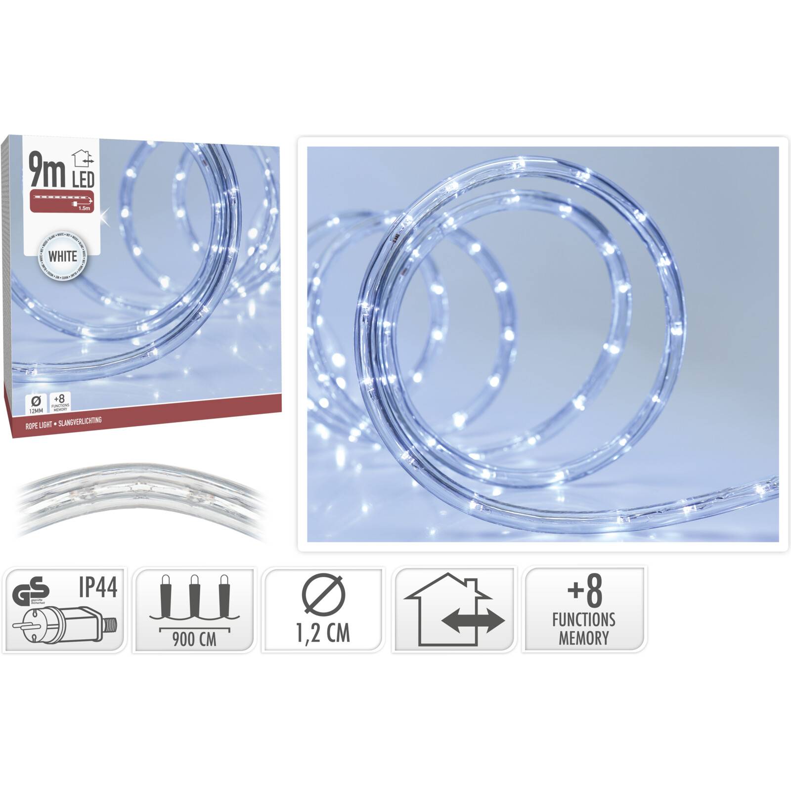 Instalatie tub luminos Craciun,Koopman, 900 cm, lumina rece, 8 functii ...