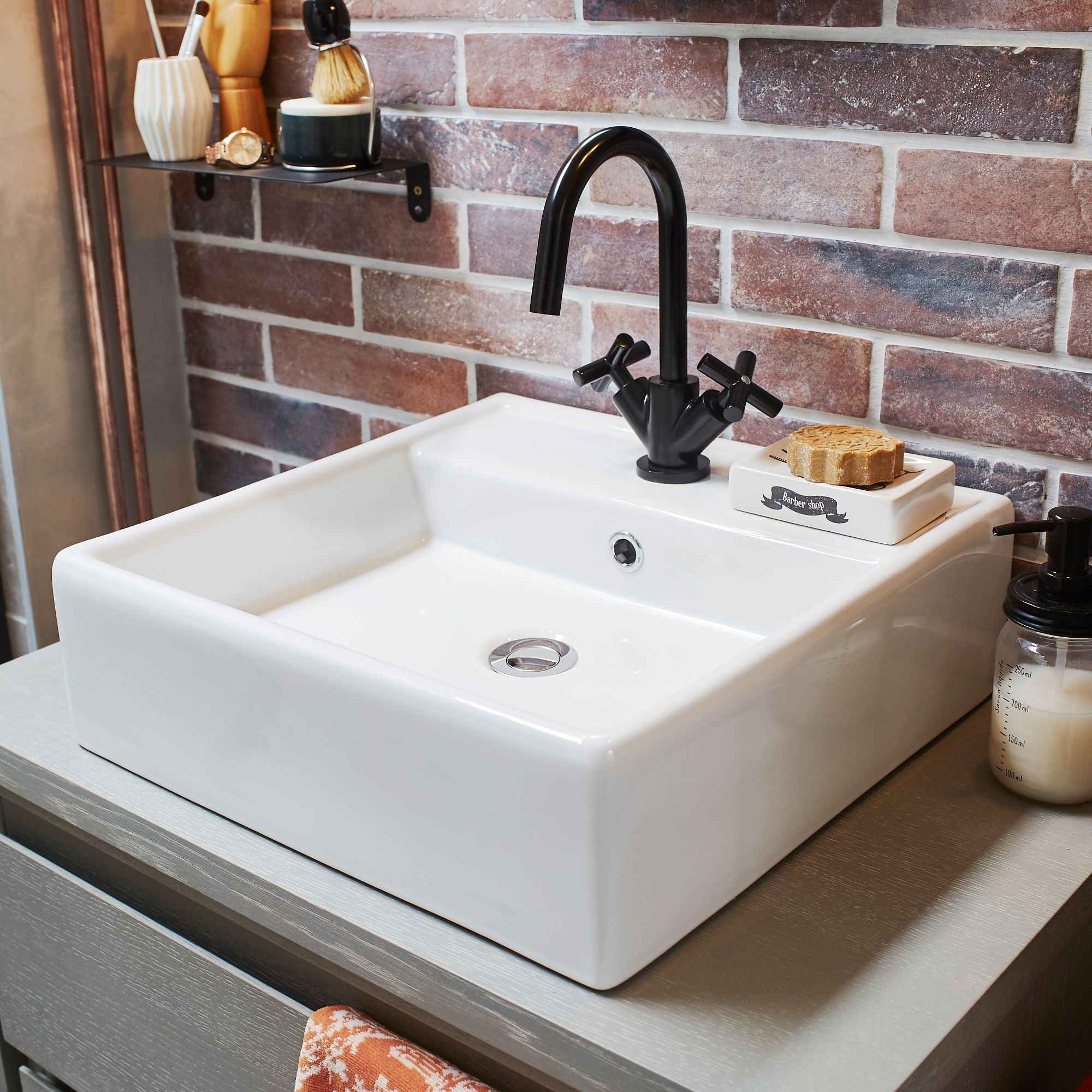 Смесител за висока мивка Nosu, двойно управление, 25,7 см, черен - eMAG.bg