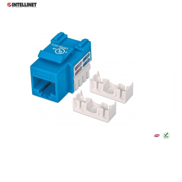 Модул Keystone Intellinet, RJ45, UTP, Cat. 6, Син/Бял - eMAG.bg
