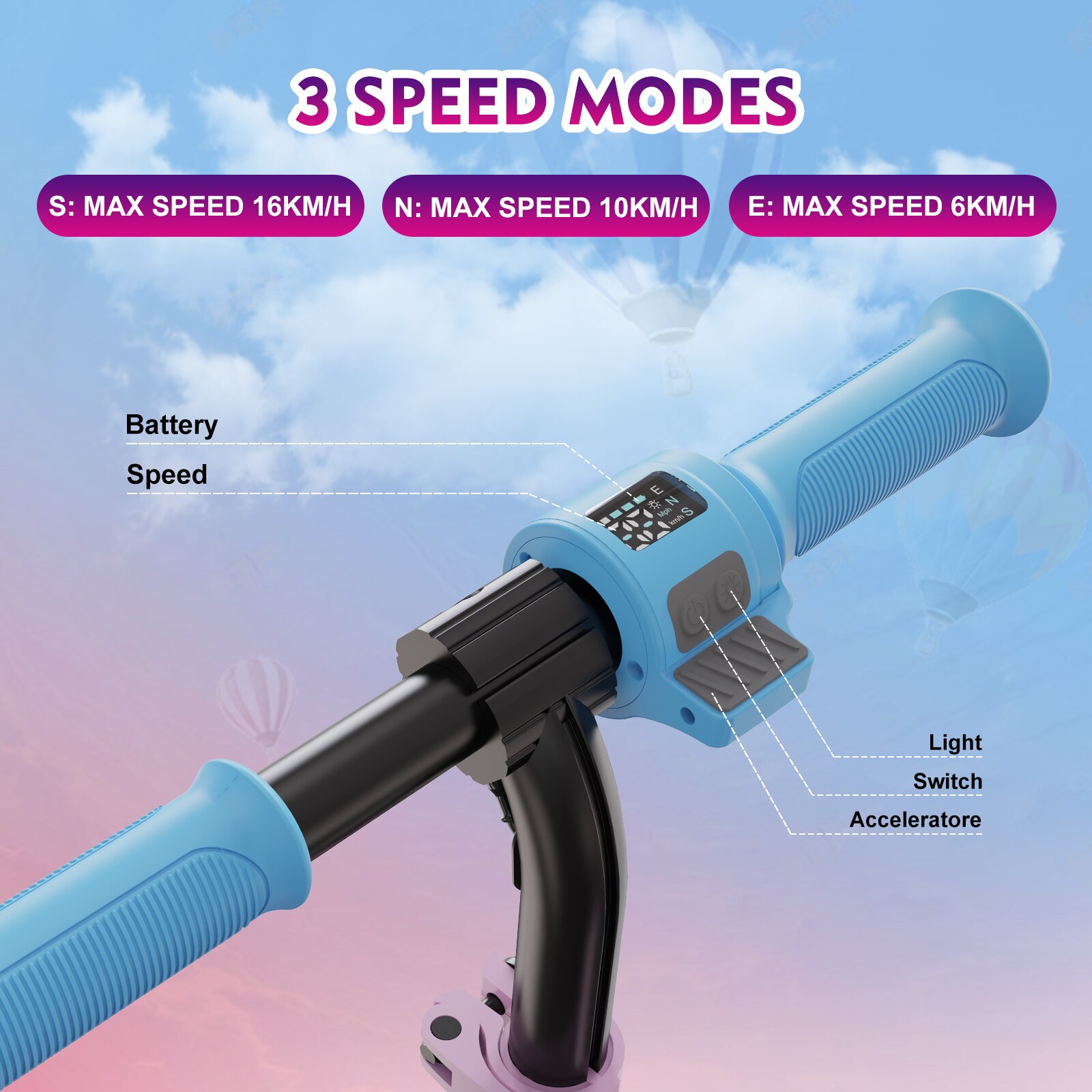 Trotineta electrica RCB, R11, Pliabila, 6-10-16km/h, lumina colorata ...