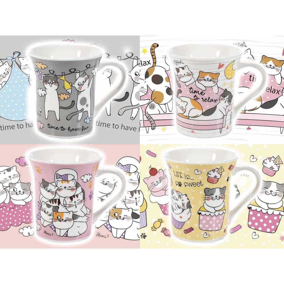 Set 4 cani portelan 9x9.5 cm - eMAG.ro