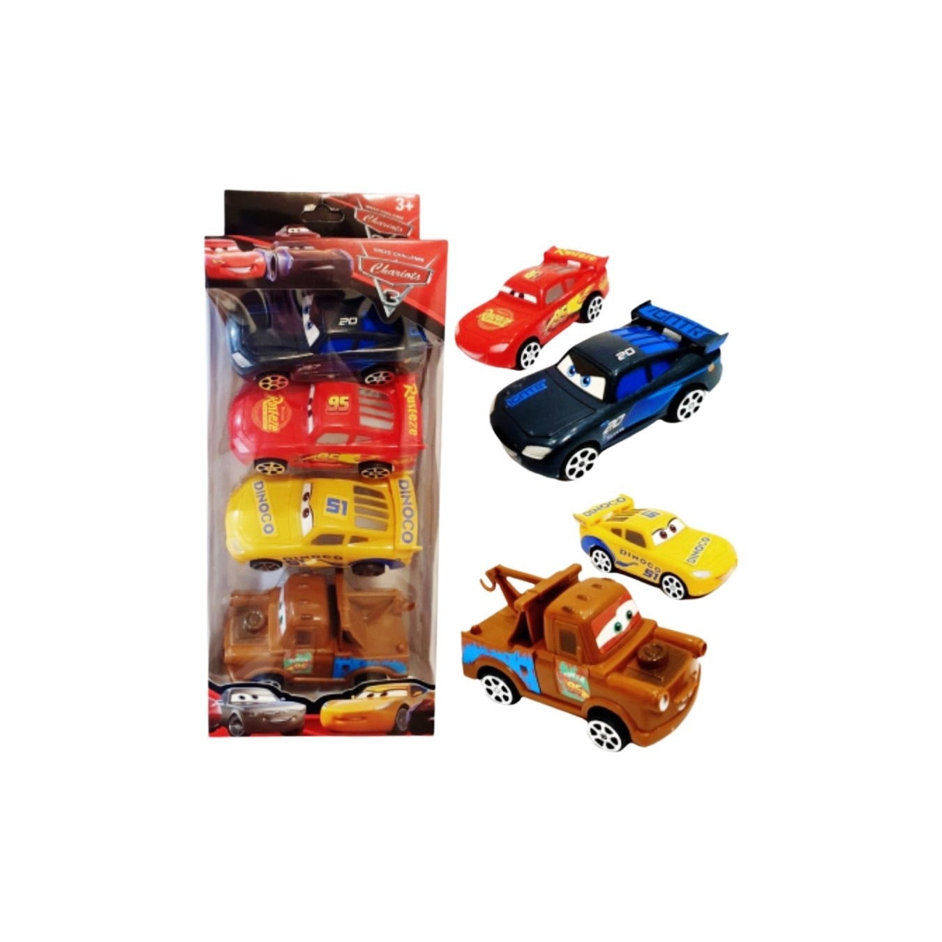Set 4 masini Racing Cars cu Fulger McQueen - eMAG.ro