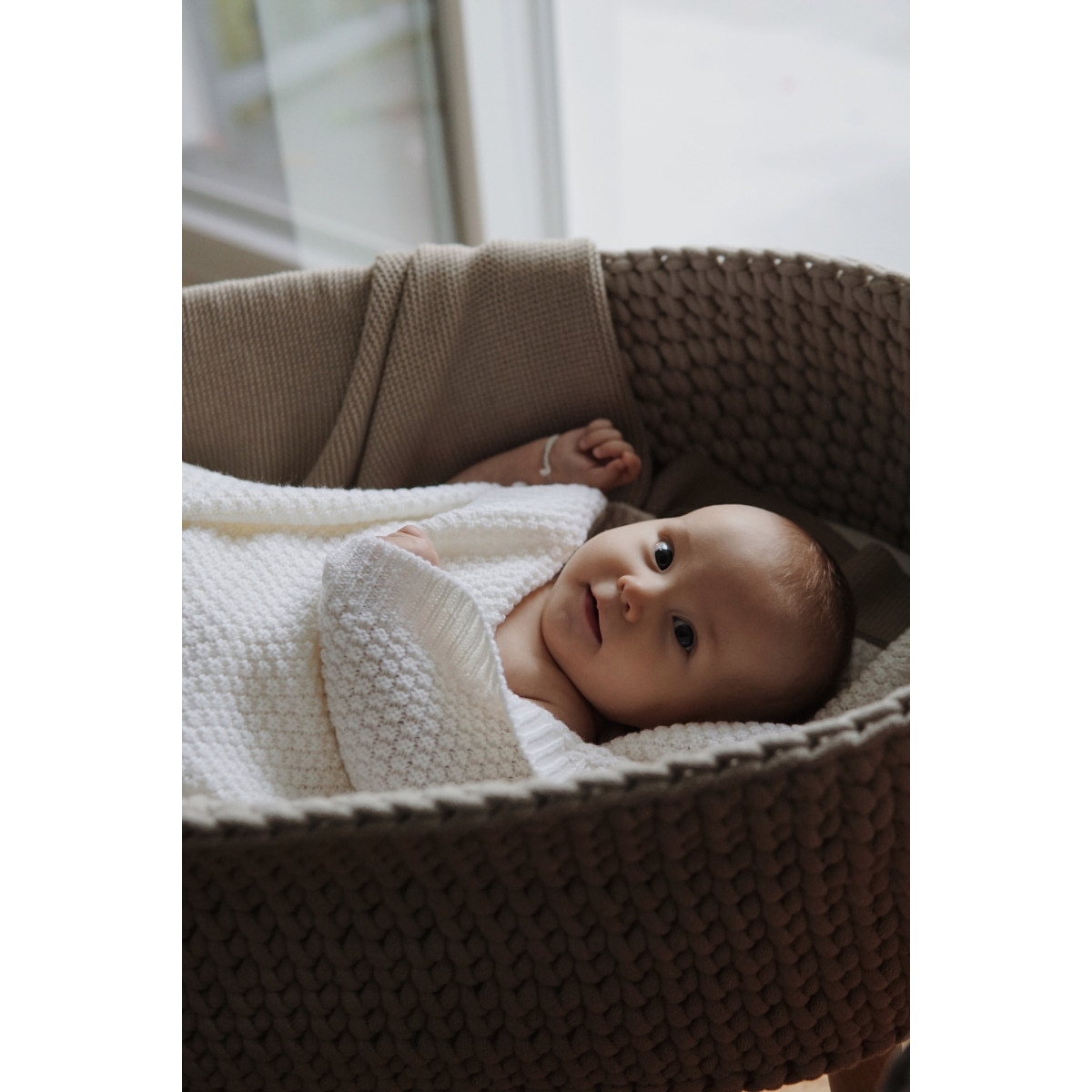 Patura bebe, Lana Merinos, 80x100 cm, Crem deschis - eMAG.ro