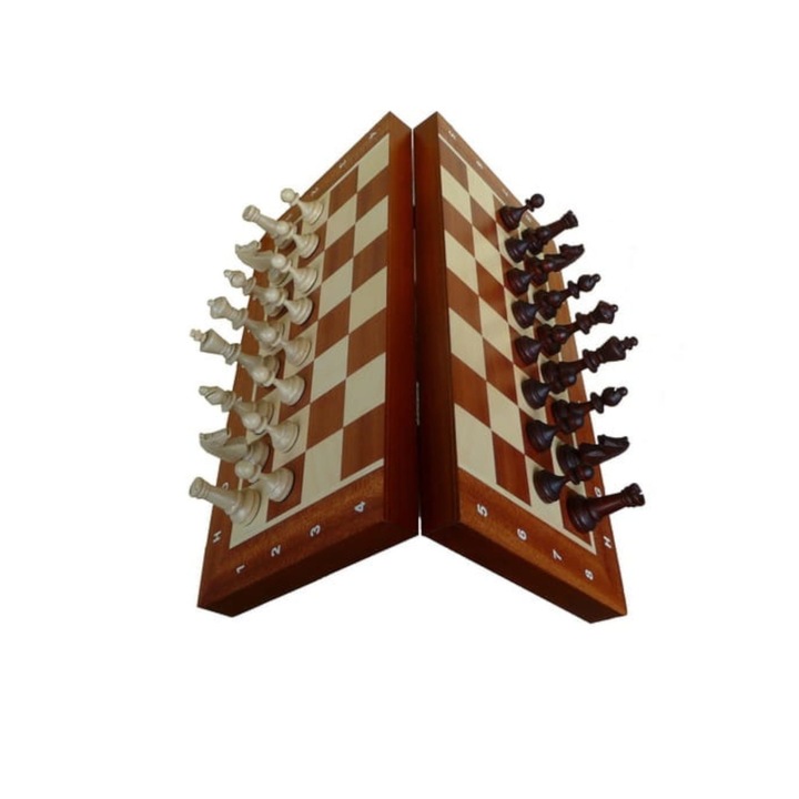 Set sah, Lemn, 350x350 mm, Bej/Maro - eMAG.ro