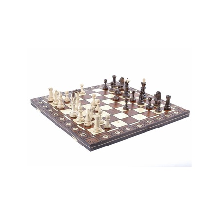 Set sah, Lemn, 410x410 mm, Bej/Maro - eMAG.ro