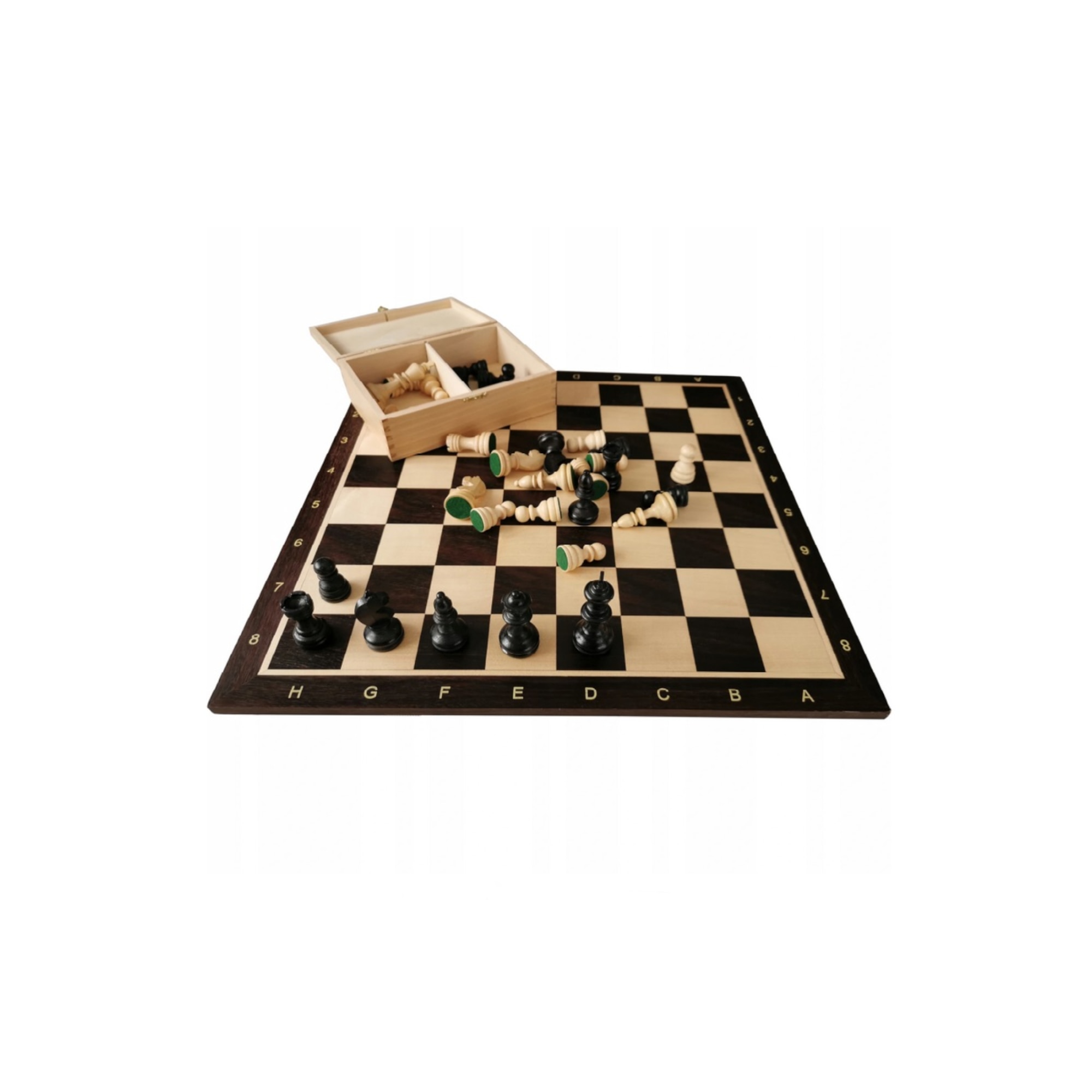 Set sah, Lemn, 540x540 mm, Bej/Maro - eMAG.ro