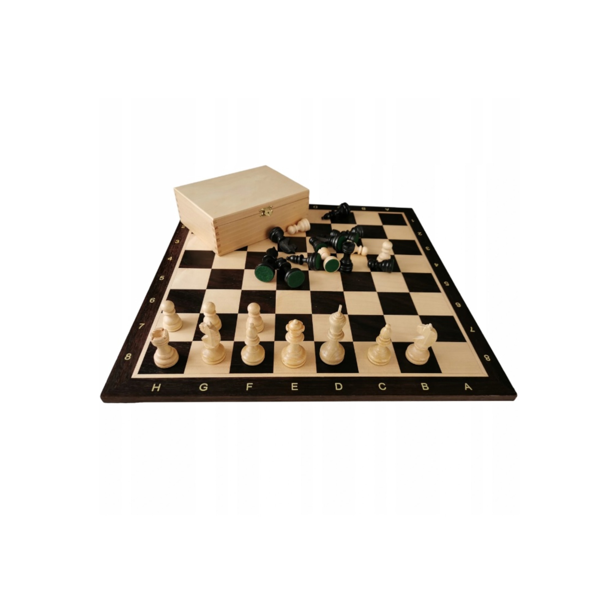 Set sah, Lemn, 540x540 mm, Bej/Maro - eMAG.ro