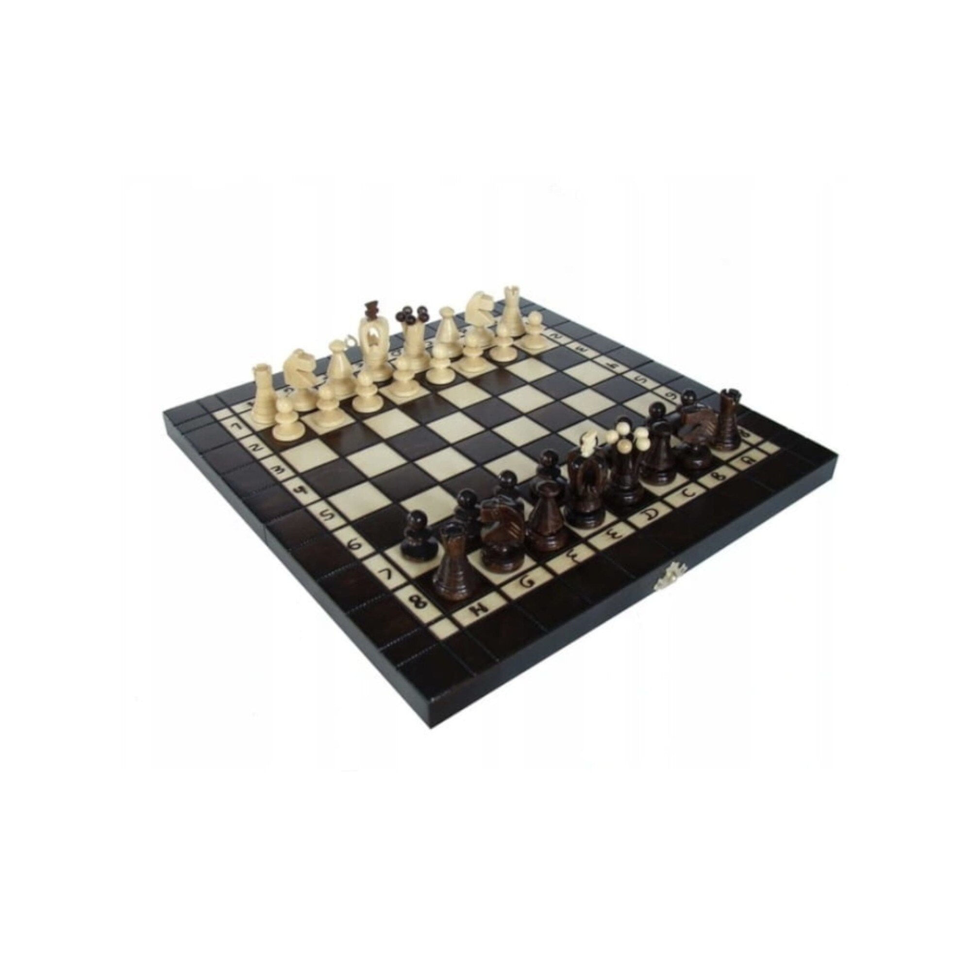 Set sah, Lemn, 355x175x25 mm, Bej/Maro - eMAG.ro