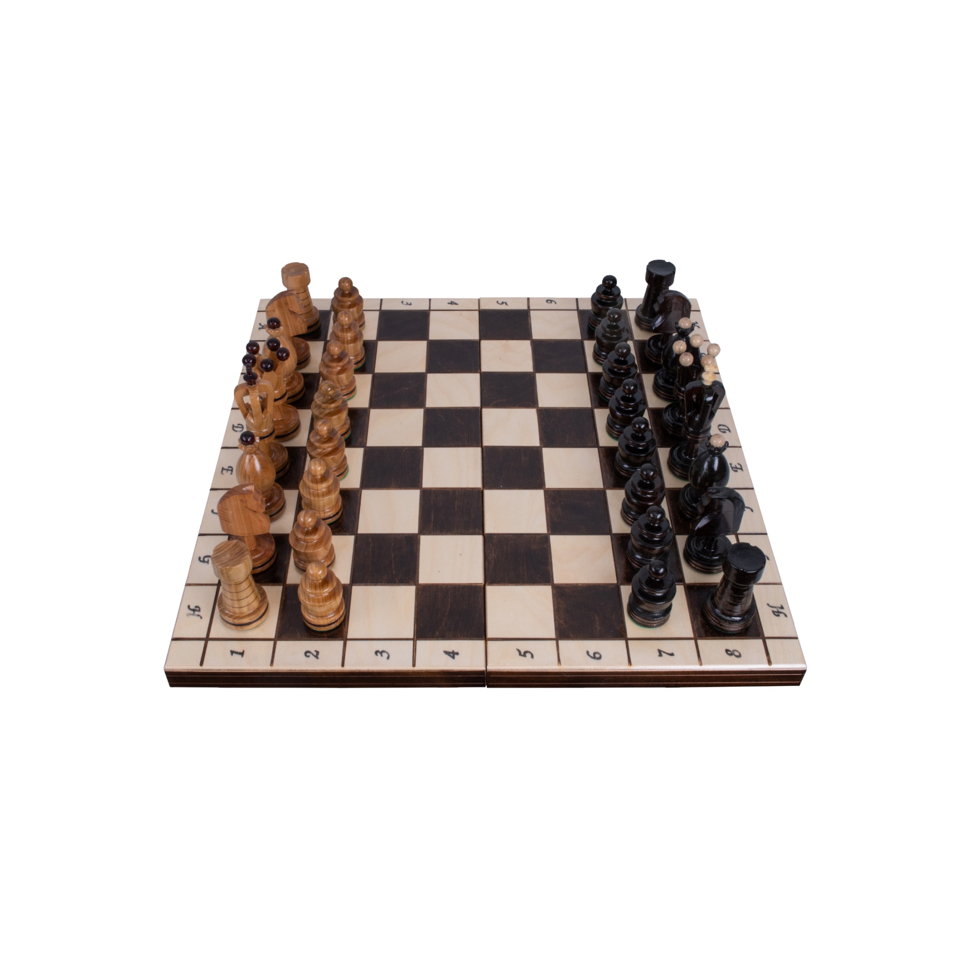 Set sah, Lemn, 500x500x30 mm, Bej/Maro - eMAG.ro