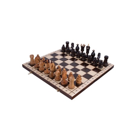 Set sah, Lemn, 500x500x30 mm, Bej/Maro - eMAG.ro