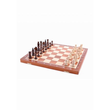 Set sah, Lemn, 475x475 mm, Bej/Maro - eMAG.ro