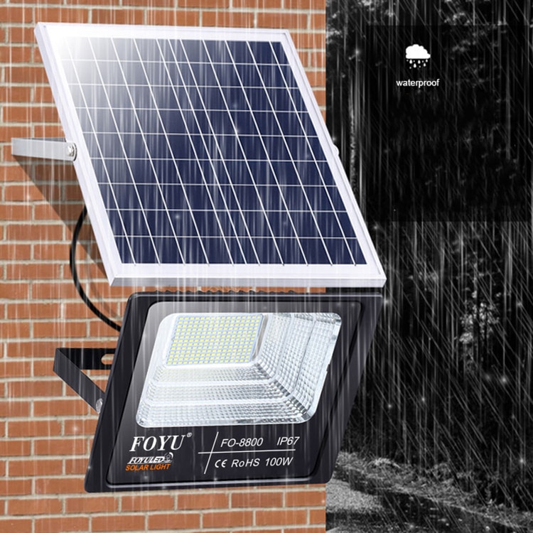 Proiector led cu panou solar de exterior, 100W, telecomanda, IP67, 224 ...