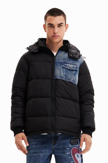 Geaca cu model denim, Desigual, Regular fit, Negru, Marime XXL - eMAG.ro