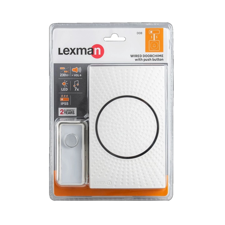 Kit sonerie cu fir Lexman, 80 dB, 230 V, alb - eMAG.ro