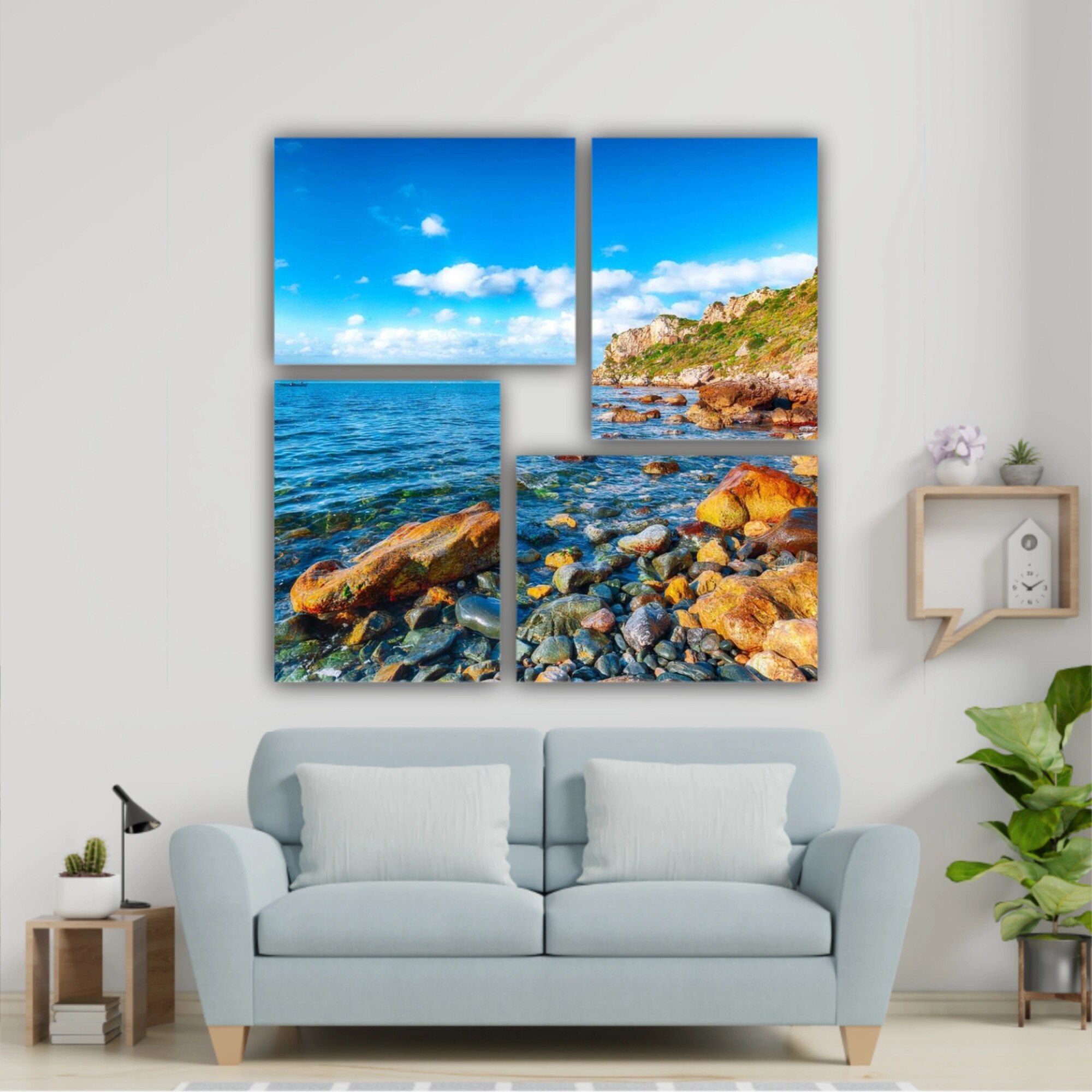 Set 4 Tablouri Multicanvas, Cape Milazzo, Insula Sicilia, Italia 0003 ...